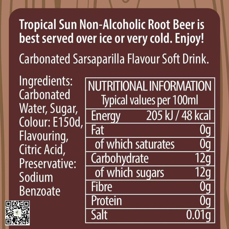Tropical Sun Root Beer Drink 330ml offers the classic taste of US-s...